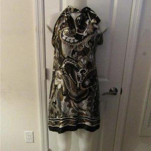 Body Language | Dresses | Body Language Silk Gold Black Ivory Dress L ...